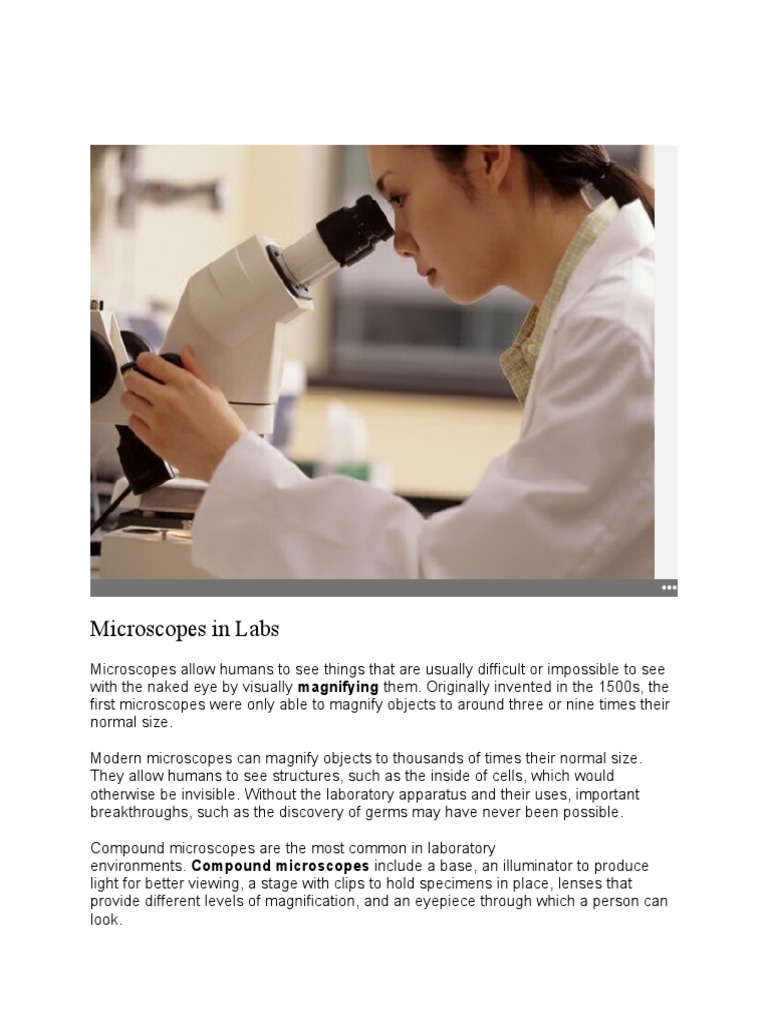 Microscopes in Labs | PDF | Weighing Scale | Metrology