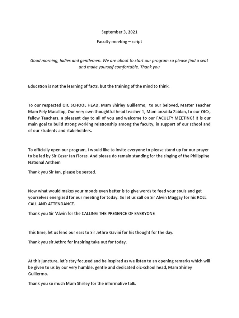 Faculty Script | PDF