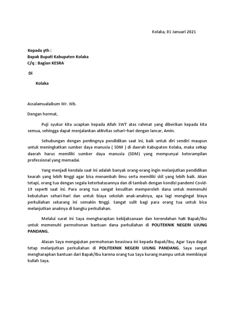 Proposal Beasiswa | PDF