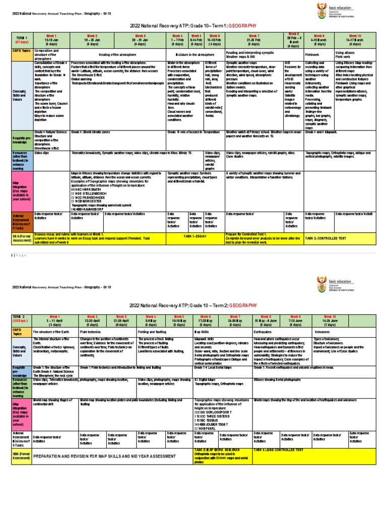 2022 National Recovery Atp Geography Gr10 Eng Final | PDF | Weather ...