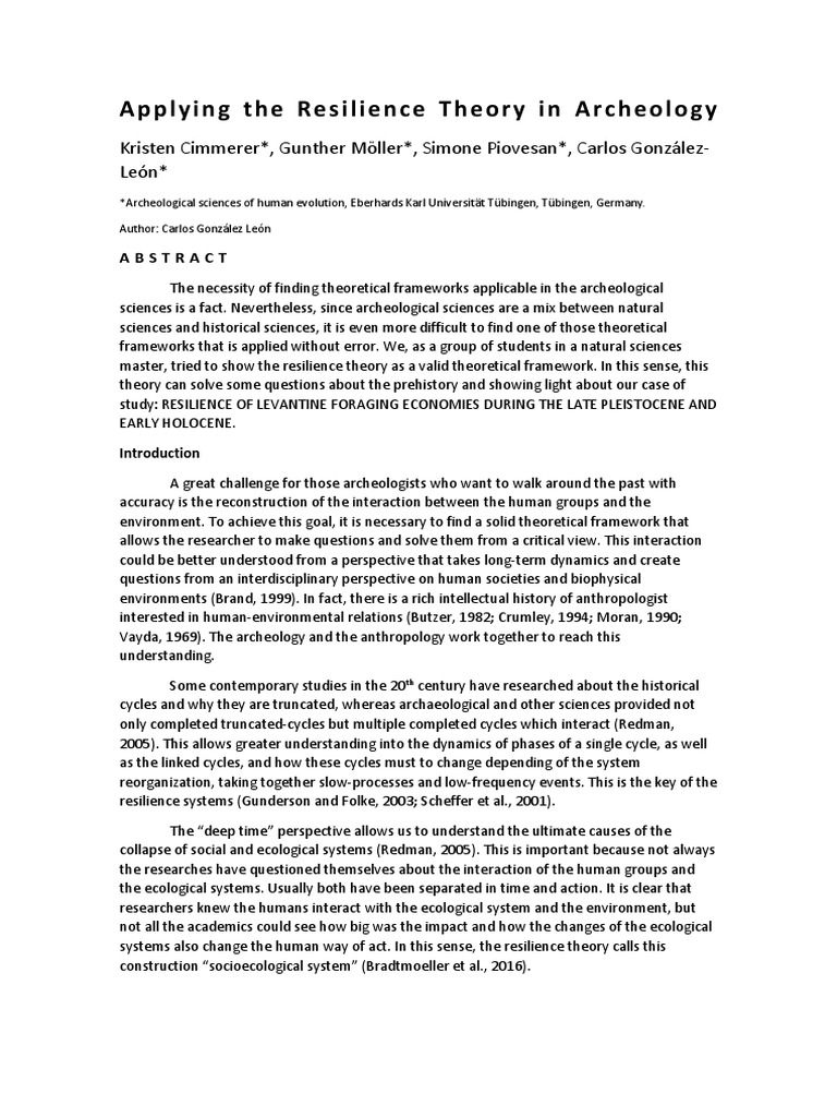 Applying The Resilience Theory in Archeology Report | PDF | Ecological ...