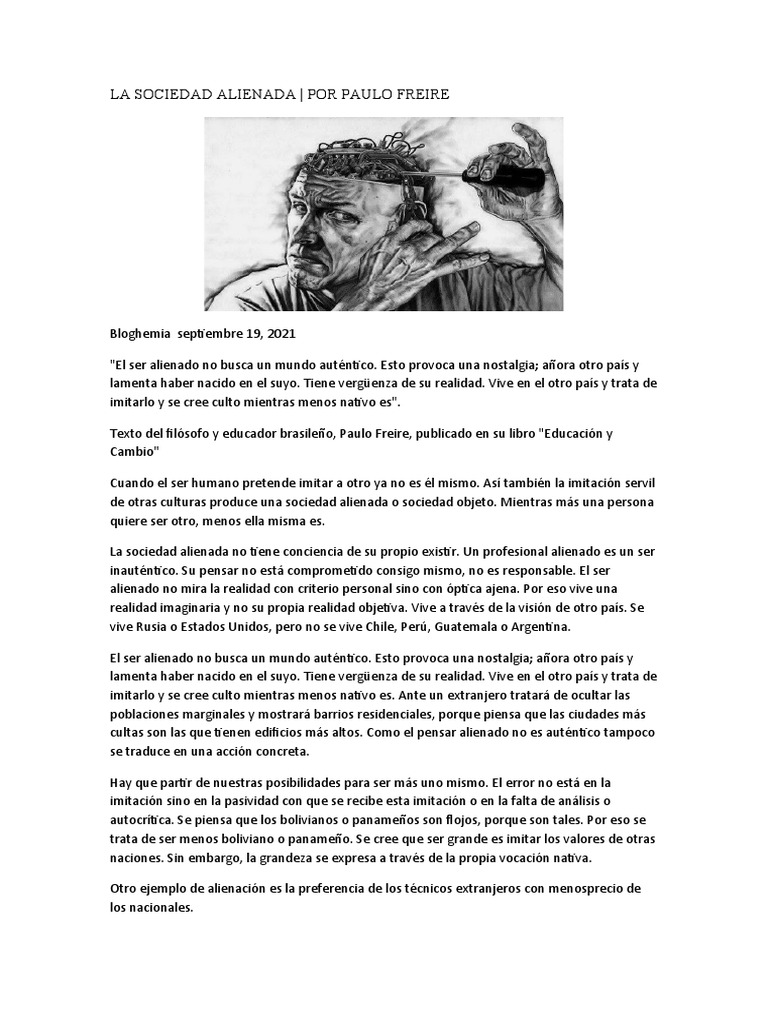 La Sociedad Alienada | PDF | Alienación social | Realidad