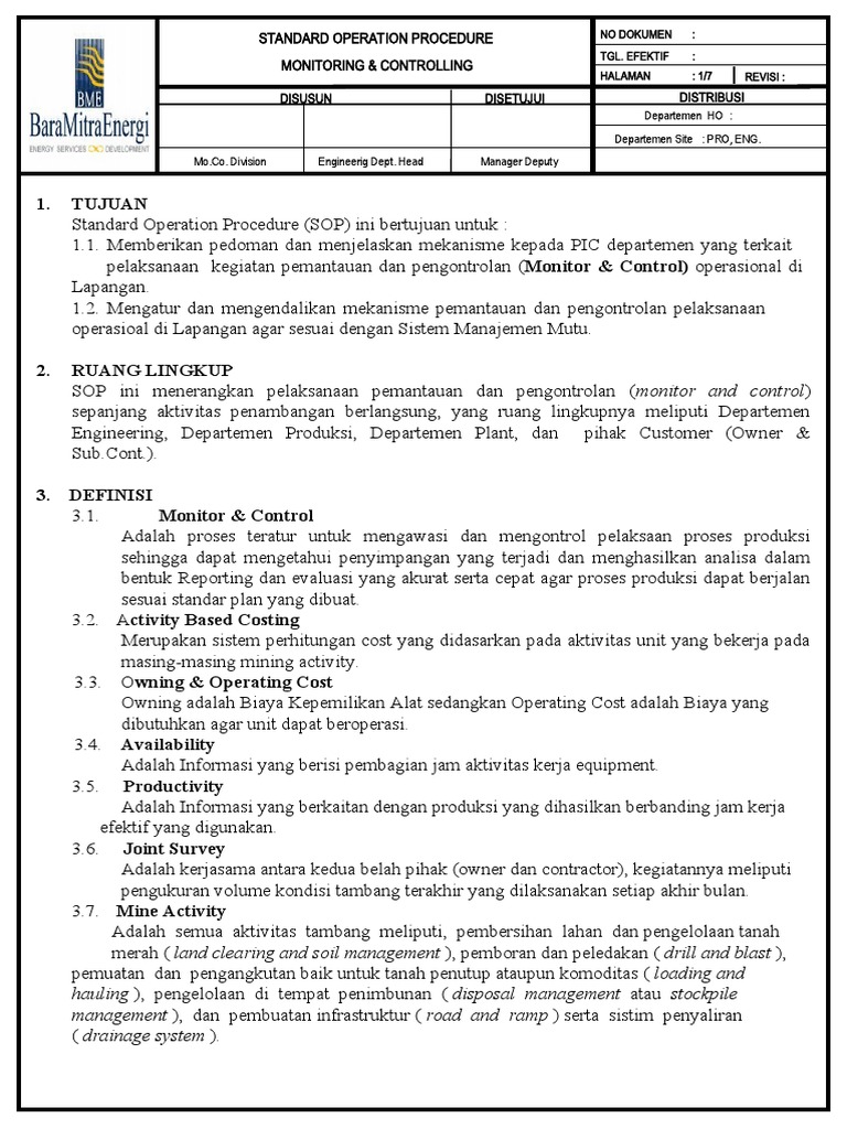 SOP Monitoring Controlling | PDF
