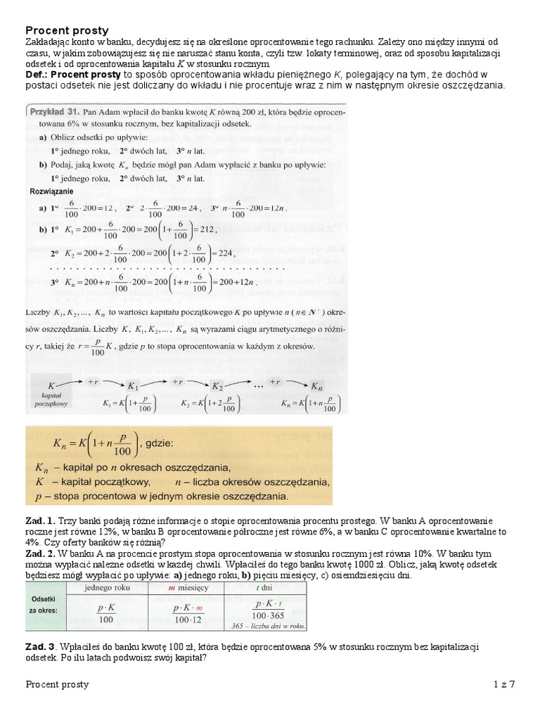 Silo - Tips - Procent Prosty Def Procent Prosty Zad 1 Zad 2 Zad 3 | PDF
