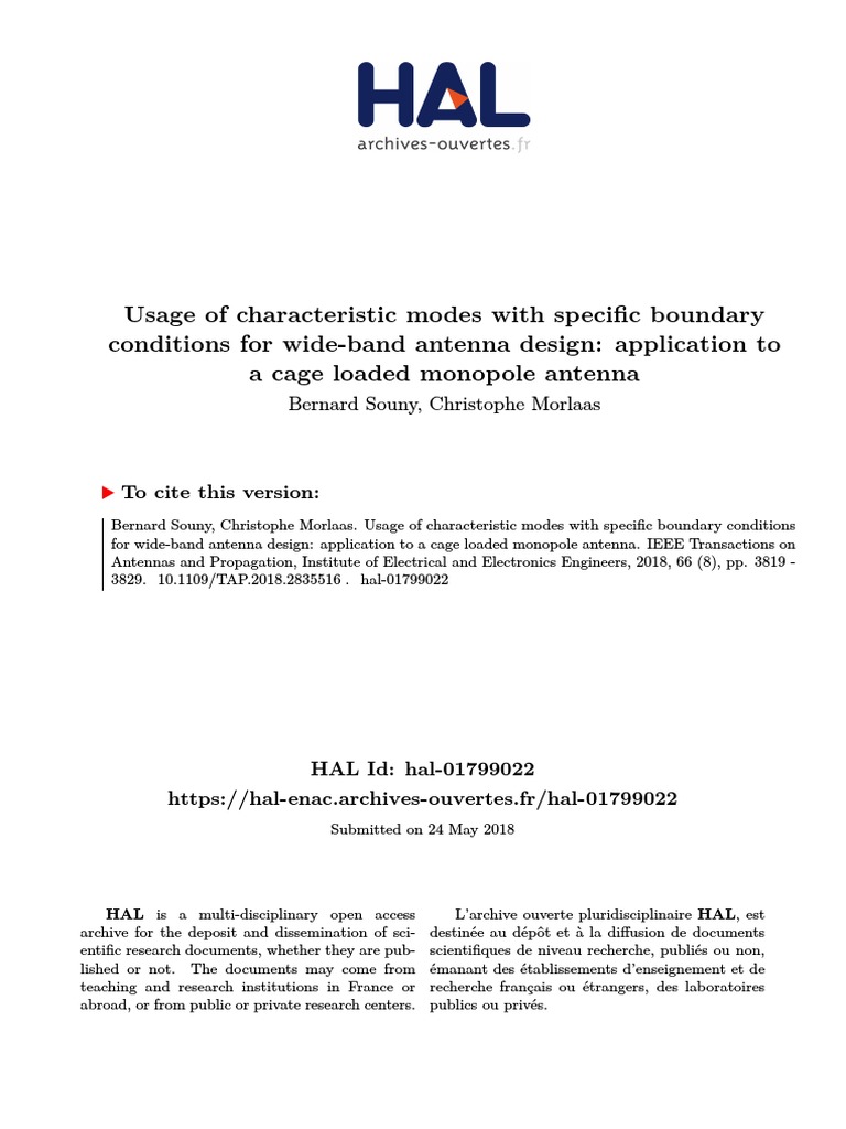 Usage of Characteristic Modes With Specific | PDF | Antenna (Radio ...