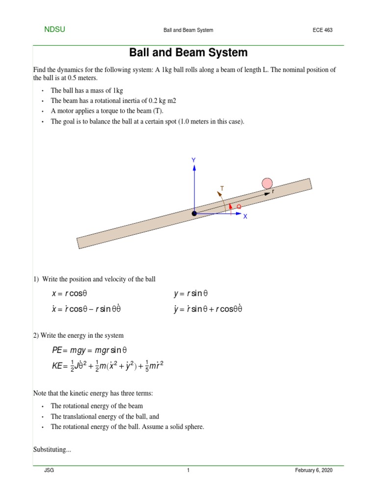Ball and Beam System: x = r cosθ y = rsin θ x y | PDF | Spacetime ...