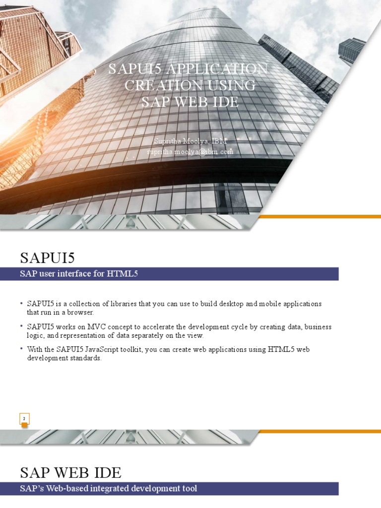 Sapui5 Application Creation Using Sap Web Ide: Supritha Moolya, IBM | PDF