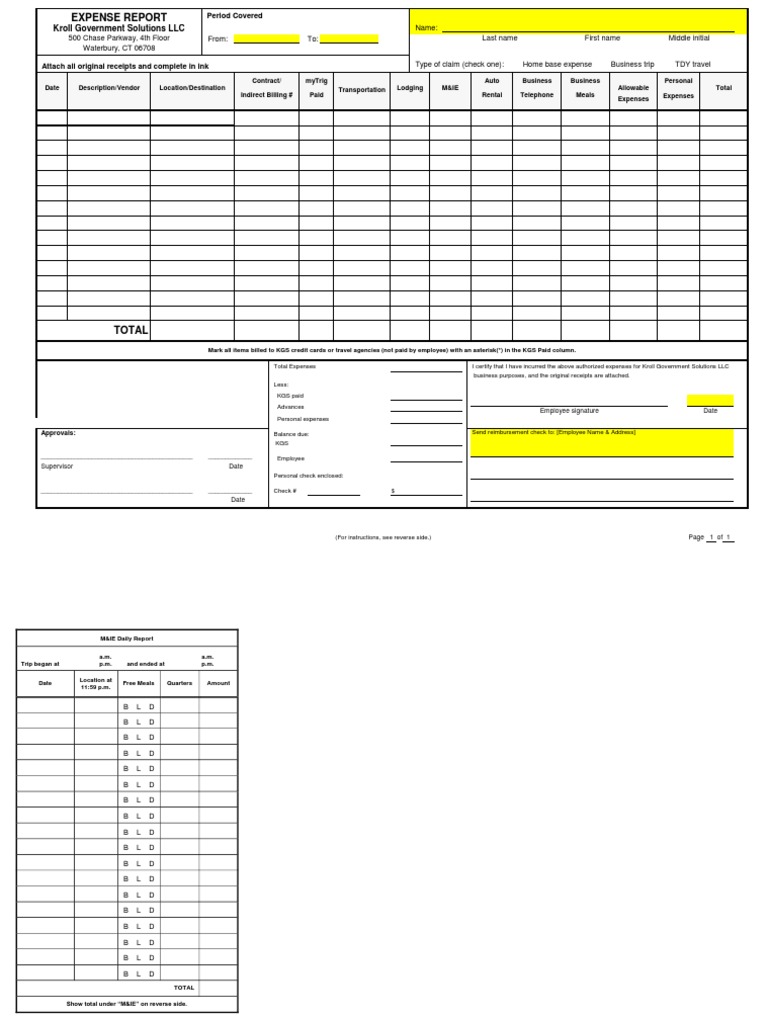 KGS Expense Form Template | PDF