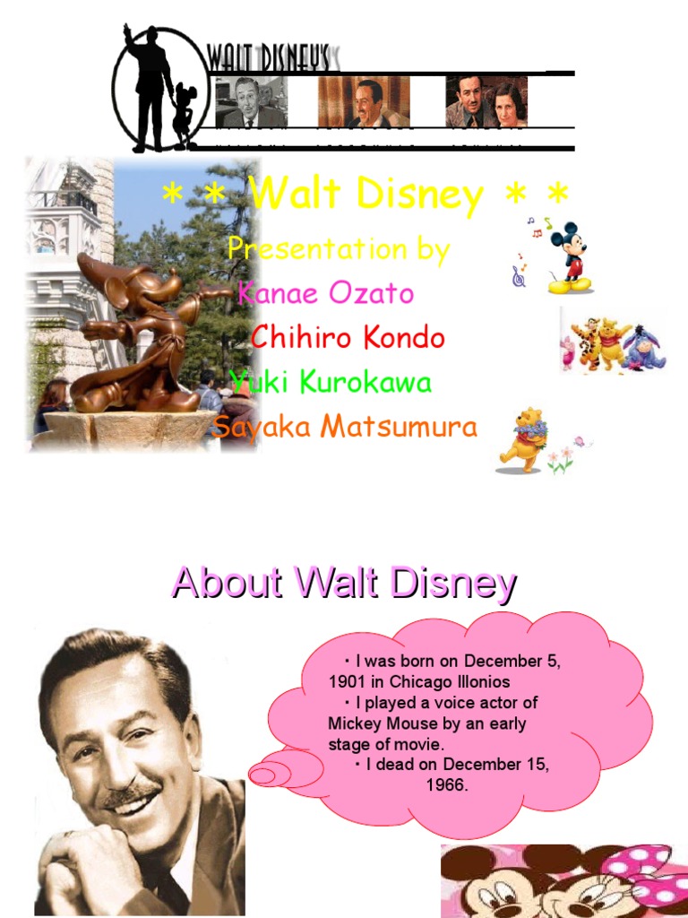 Walt Disney : Presentation by | PDF | Walt Disney | Disneyland