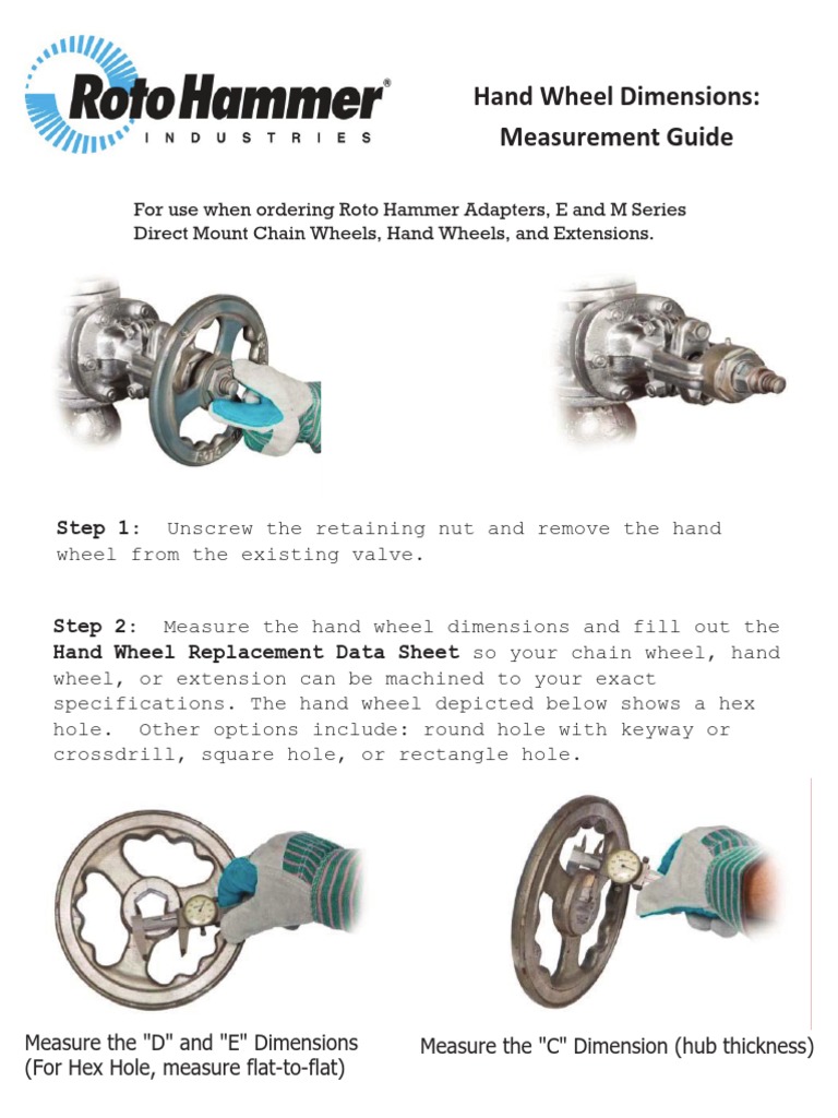 Hand!Wheel!Dimensions:! Measurement!Guide! | PDF | Valve | Drill