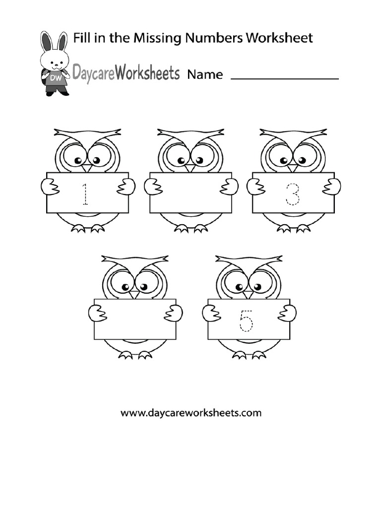 Free Printable Fill in The Missing Numbers Worksheet For Preschool | PDF