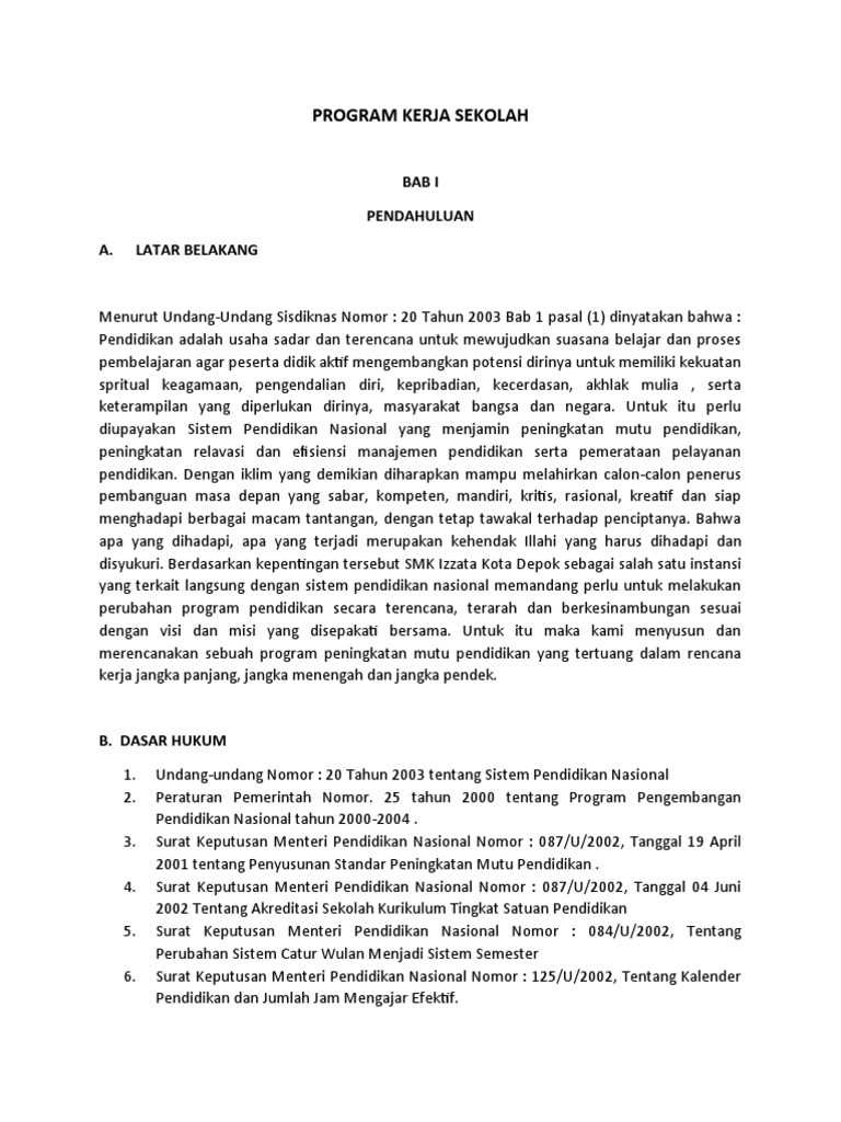 Program Kerja Sekolah | PDF