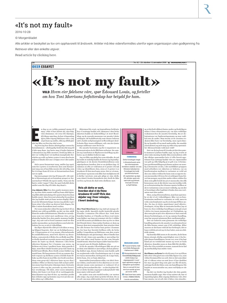 Essay Its Not My Fault | PDF
