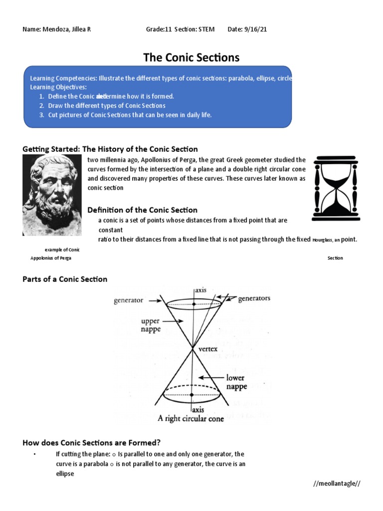 Understanding Conic Sections: Types & Formation | PDF | Ellipse | Manifold