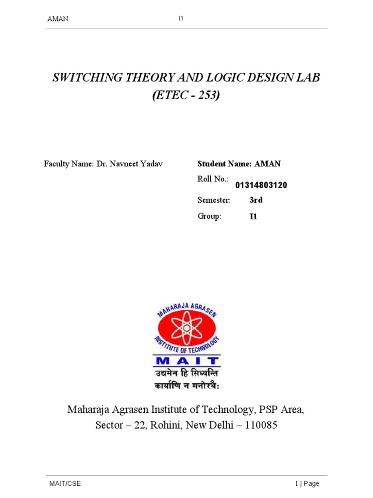Switching Theory and Logic Design Lab (ETEC - 253) | PDF | Logic Gate ...