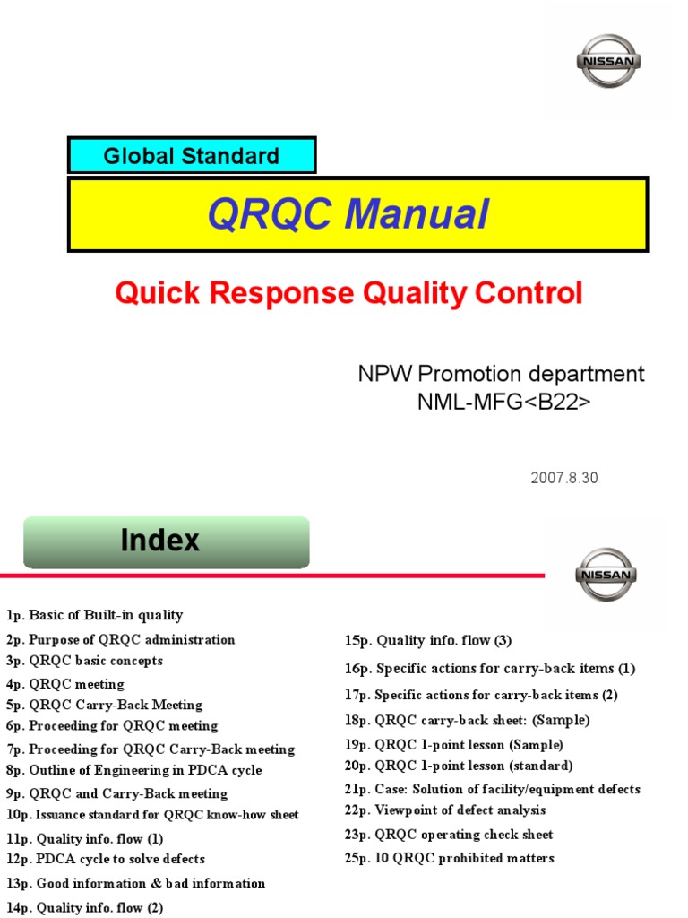 QRQC Manual: Quick Response Quality Control | PDF