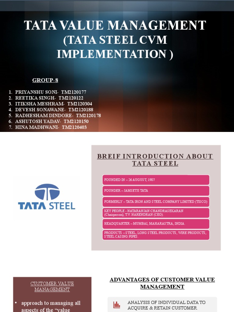 Tata Value Management: (Tata Steel CVM Implementation) | PDF