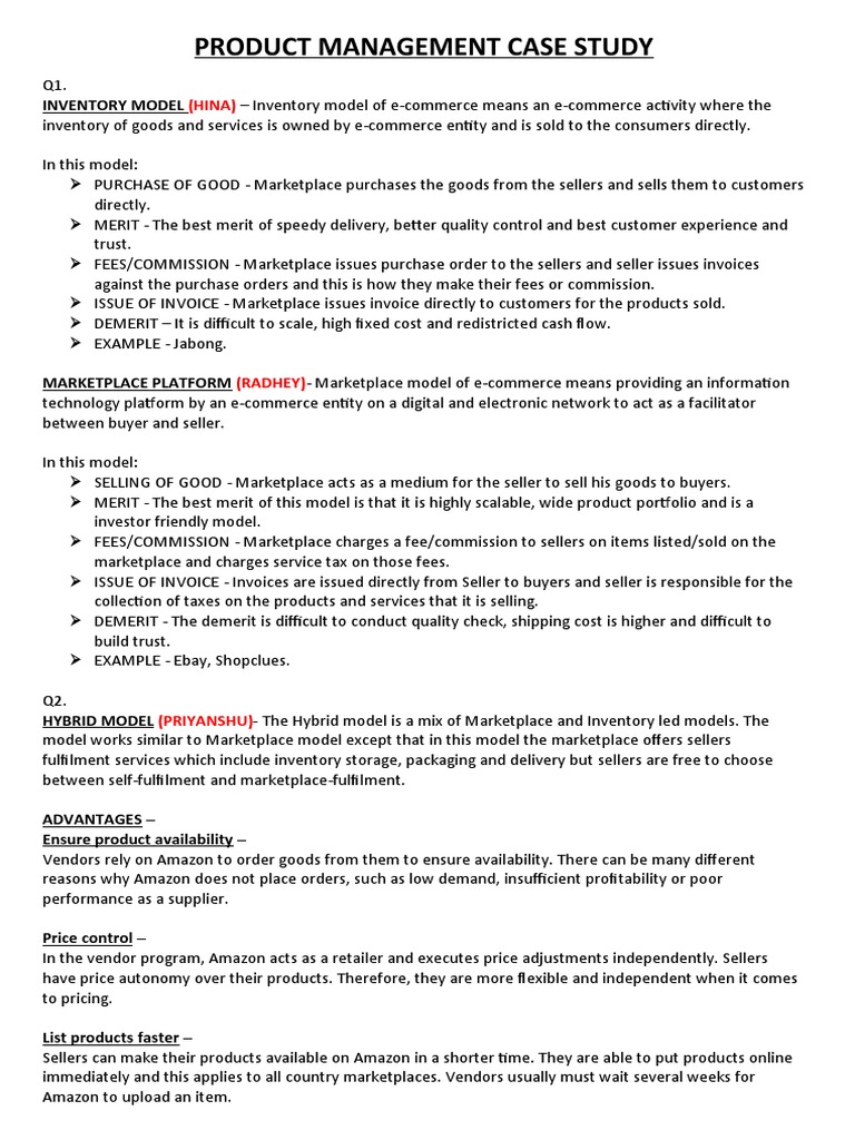 Product Management Case | PDF | E Commerce | Sales
