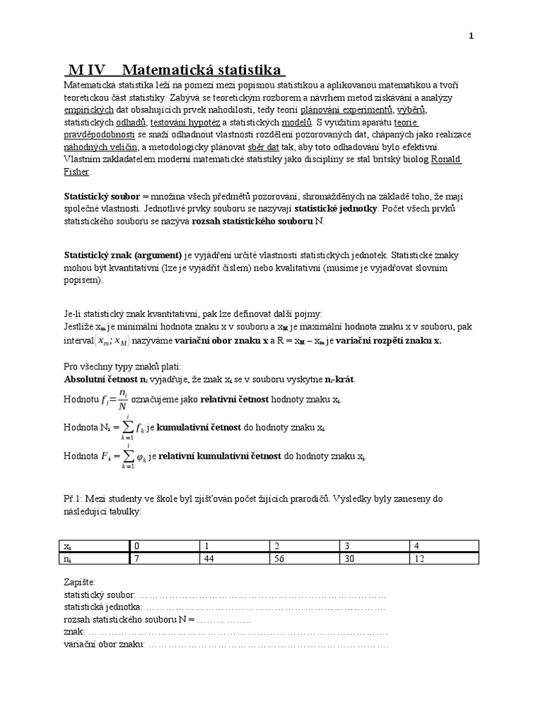 M IV Matematicka Statistika | PDF