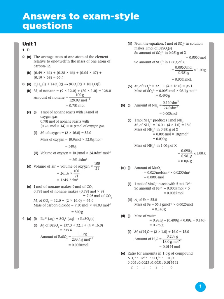 Exam Success in Chemistry Answers | PDF | Intermolecular Force ...