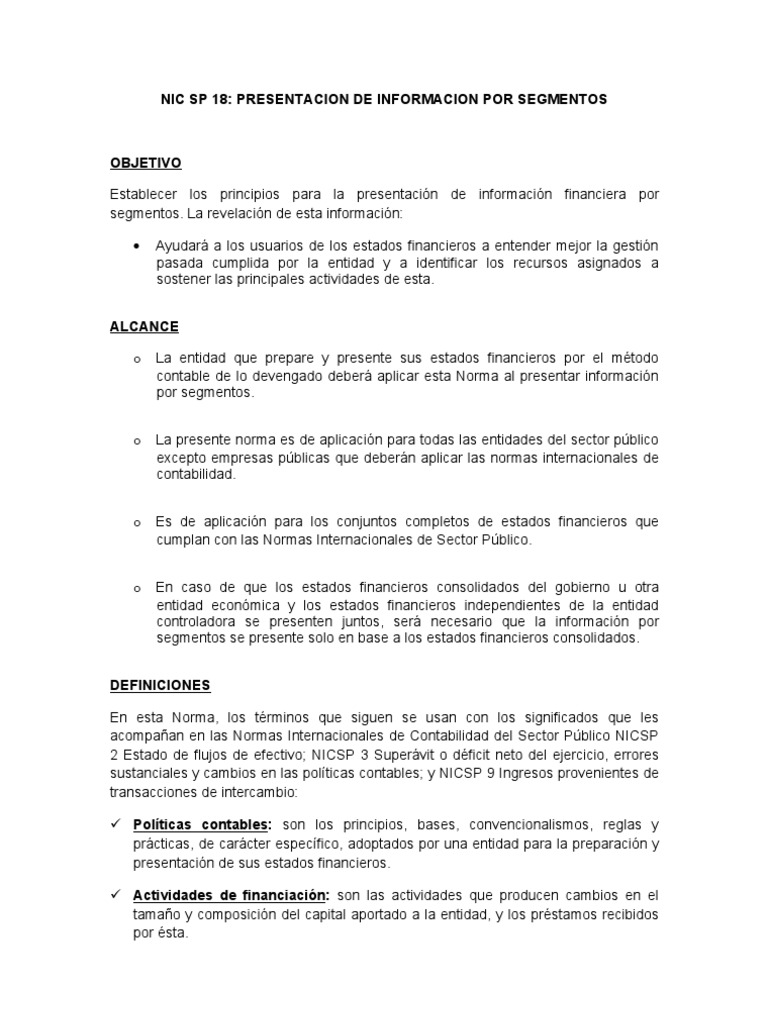 NIC 14 Vs NICSP 18 | PDF | Contabilidad | Estado financiero