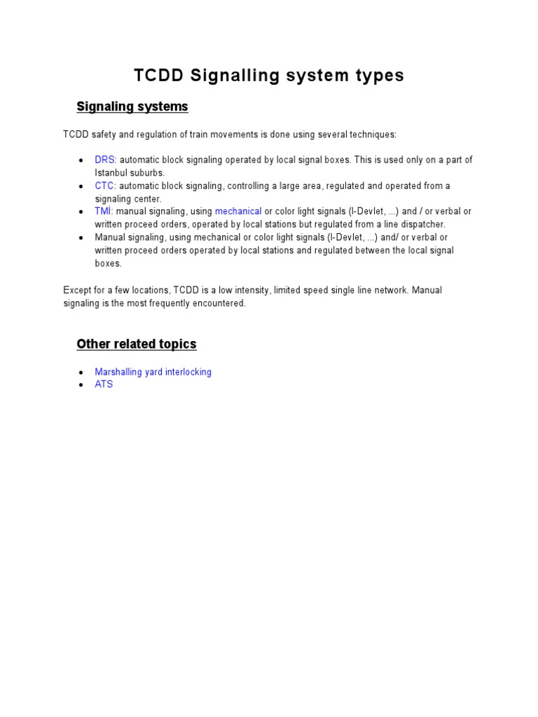 TCDD Train Signaling System Overview | PDF