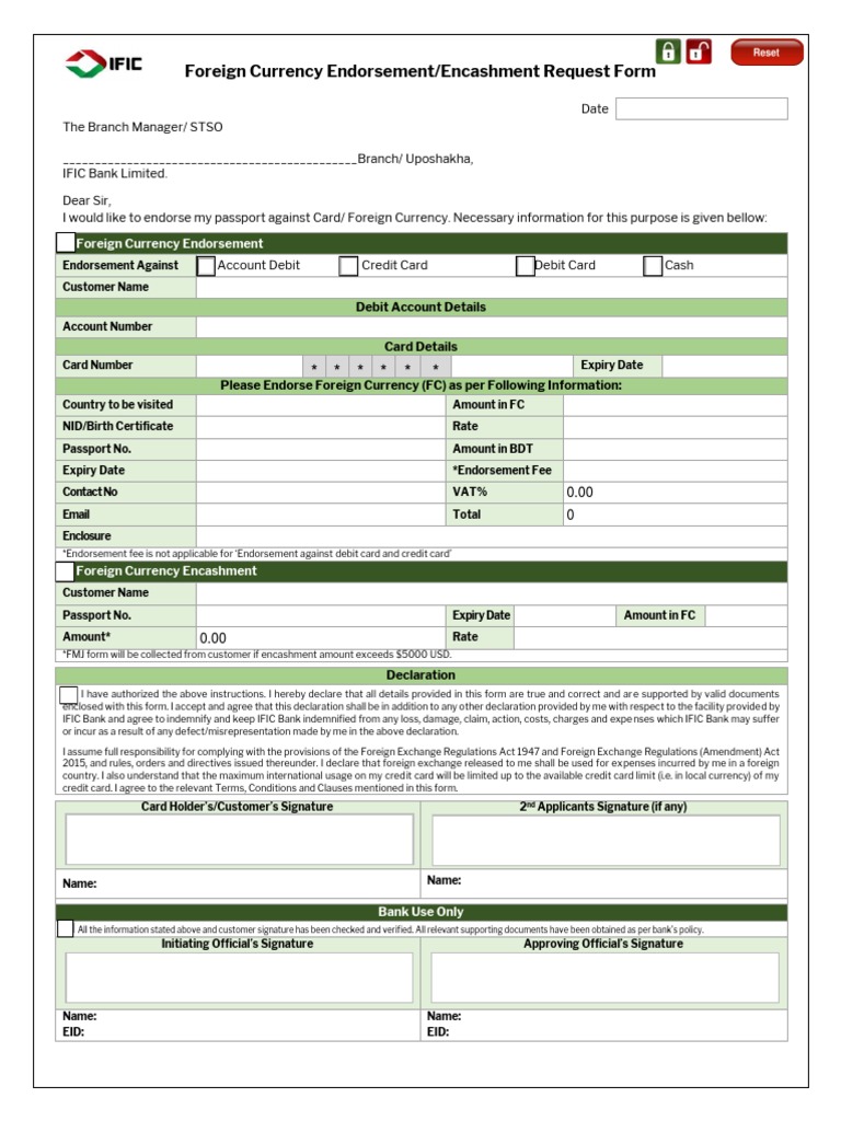 Foreign Currency Endorsement Request E-Form | PDF | Credit Card | Debit ...