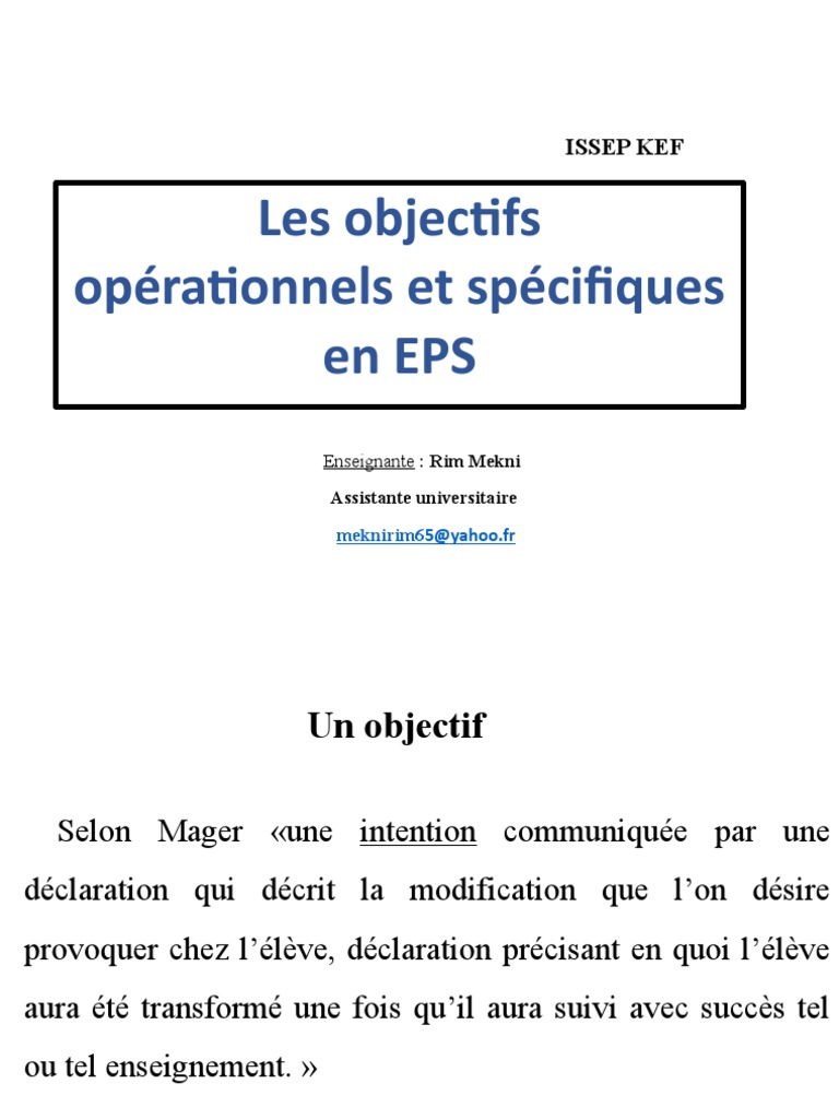 3) Les Objectifs | PDF