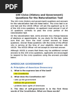 OoC 100 Questions 2008 Civics Test Large V1 | PDF | American Civil War ...
