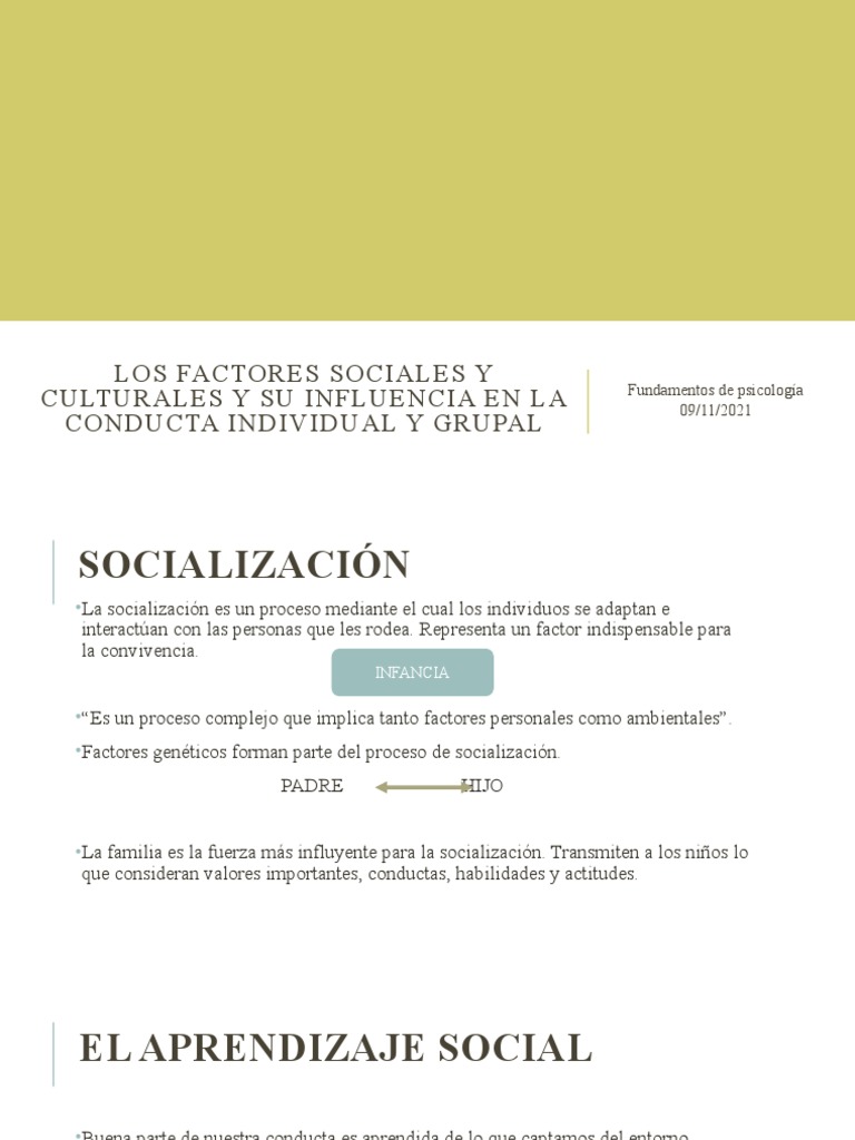 Los Factores Sociales y Culturales y Su Influencia en La Conducta ...