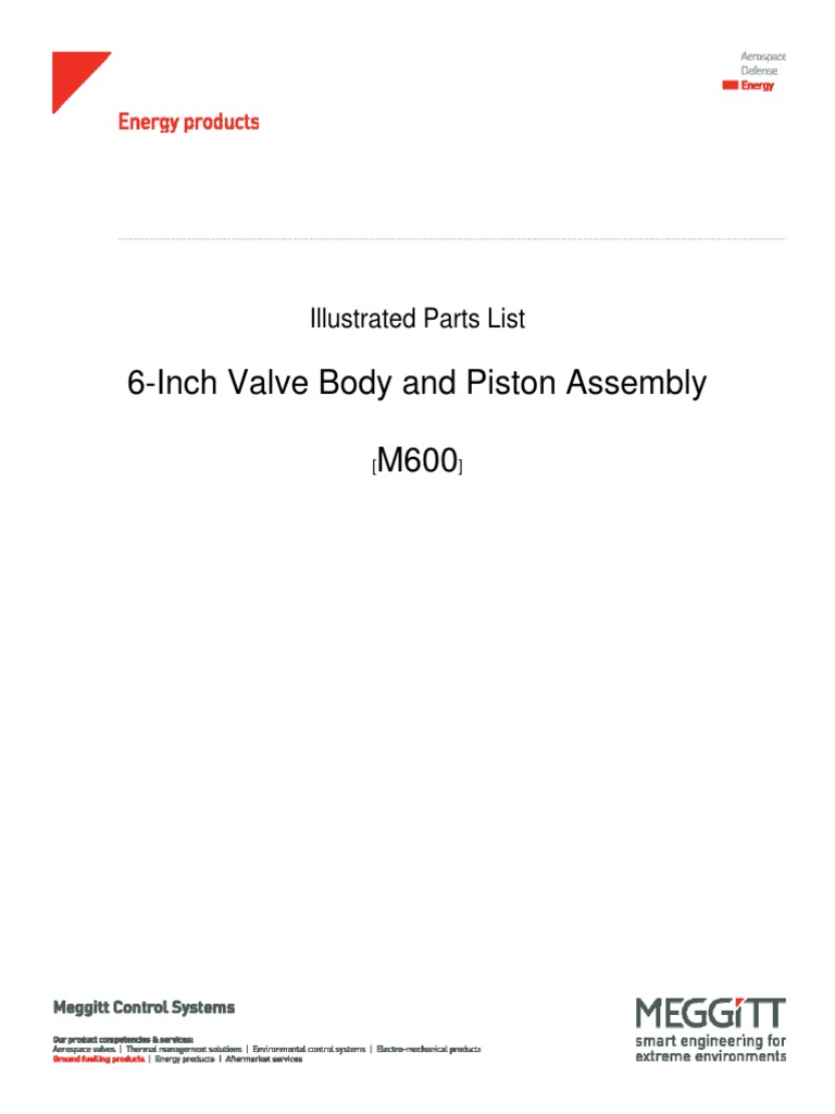 6-Inch Valve Body and Piston Assembly M600: Illustrated Parts List ...