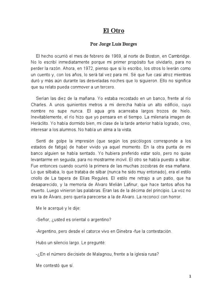 El Otro - Cuento Borges+actividades | PDF | Walt Whitman | Science