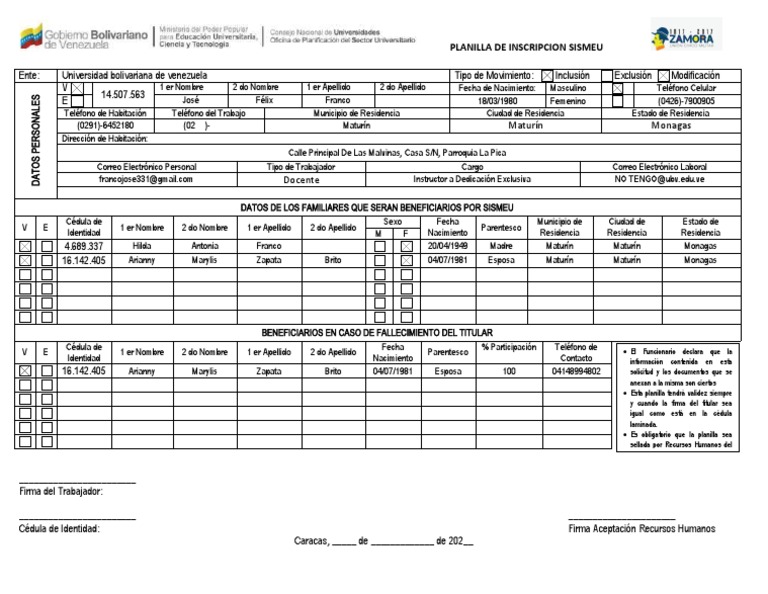 Planilla Electronica Sismeu 1 | PDF