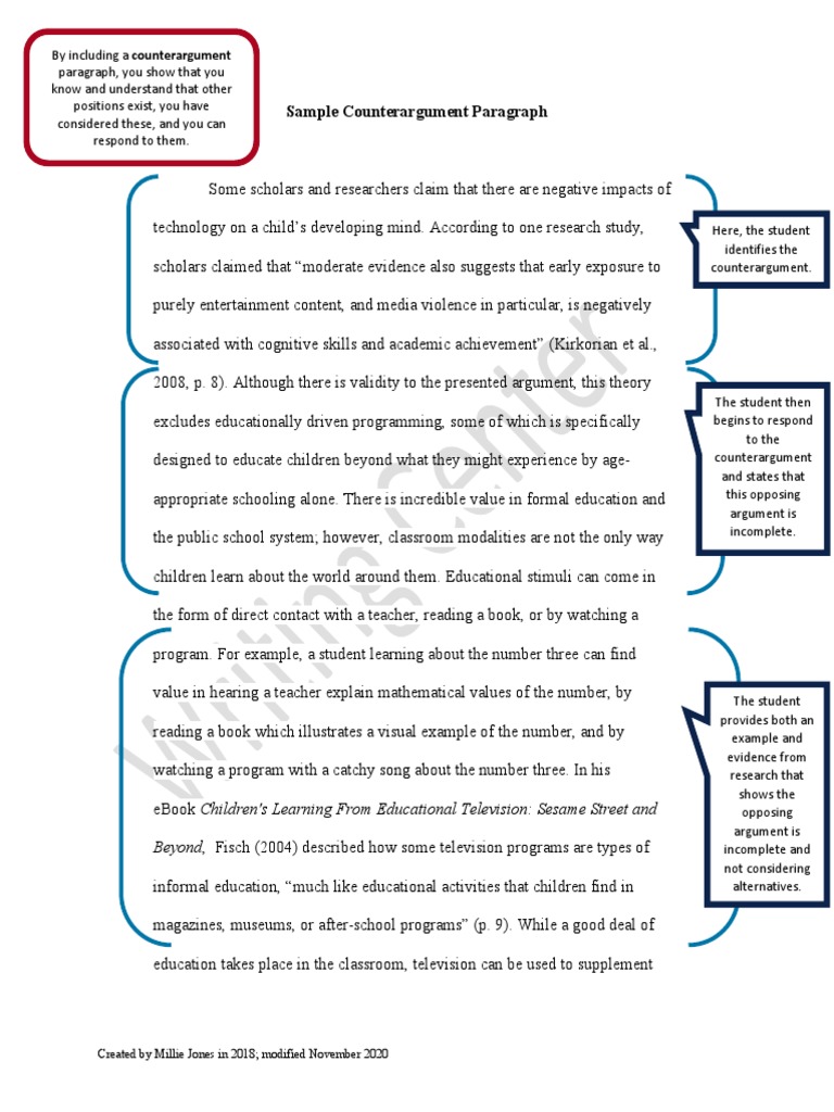 Sample Counterargument Paragraph | PDF