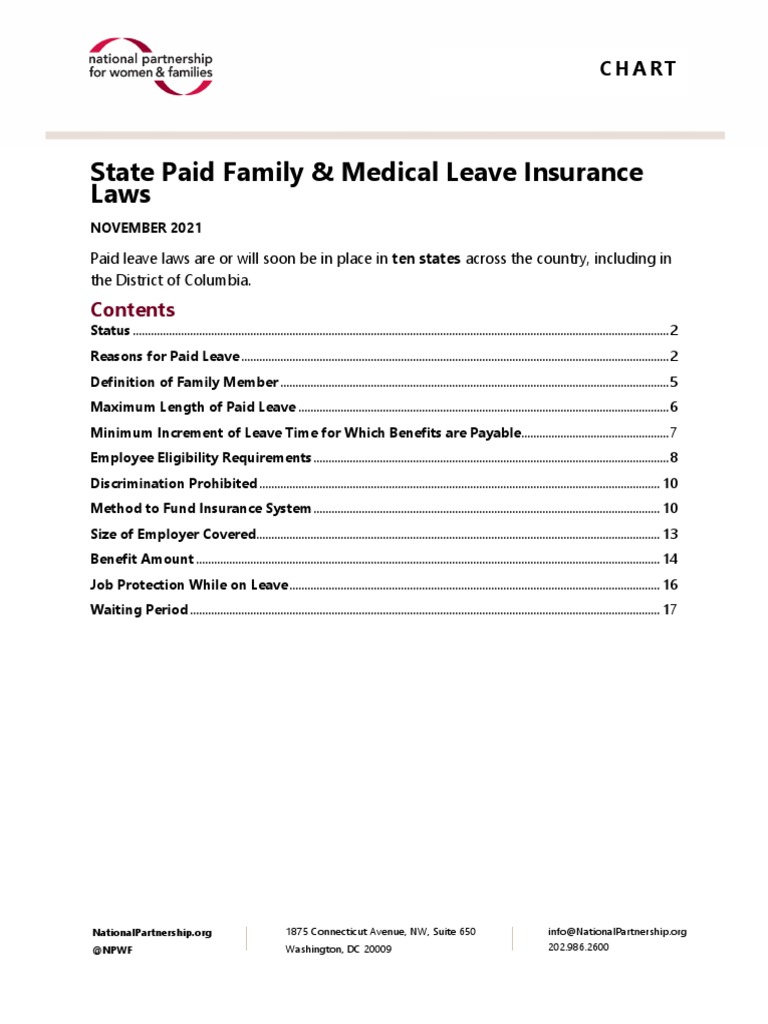 State Paid Family & Medical Leave Insurance Laws: Chart | PDF | Payroll ...