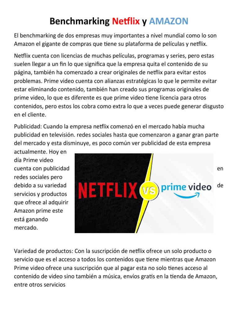 Benchmarking Netflix y AMAZON | PDF | Netflix | Medios de comunicación ...