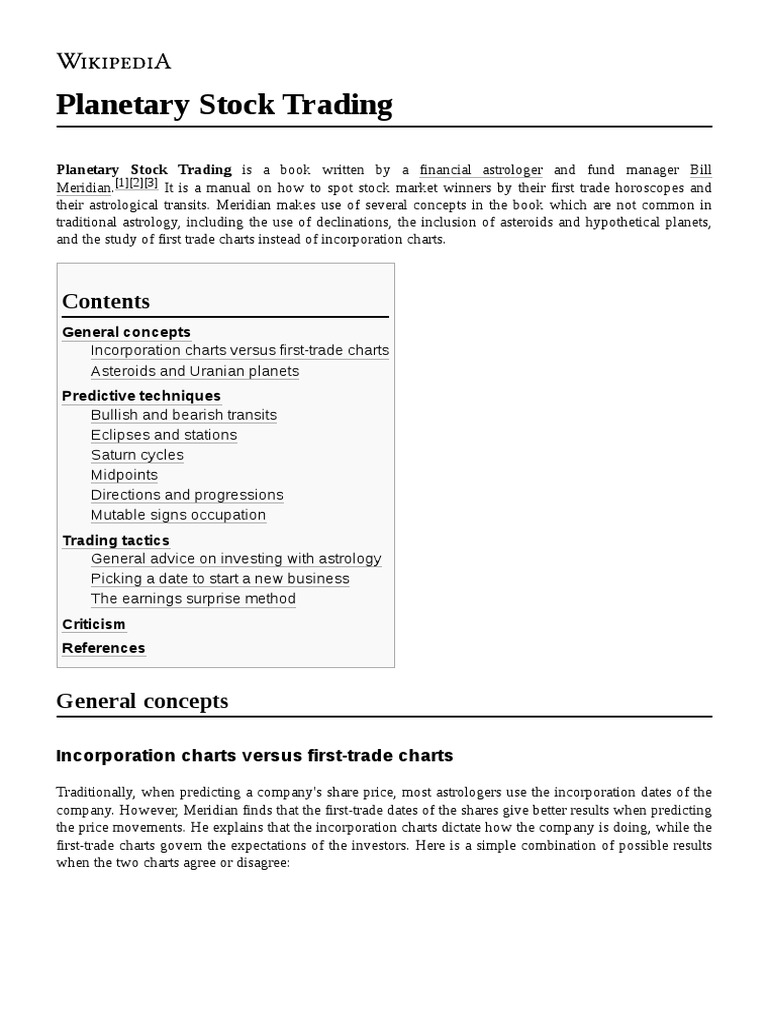 Planetary Stock Trading | PDF | Astronomy | Astrology
