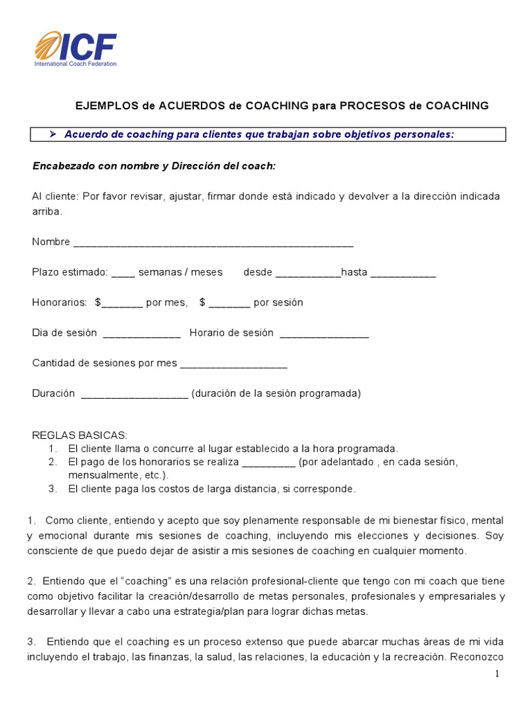 Ejemplos de Acuerdos de Coaching | PDF