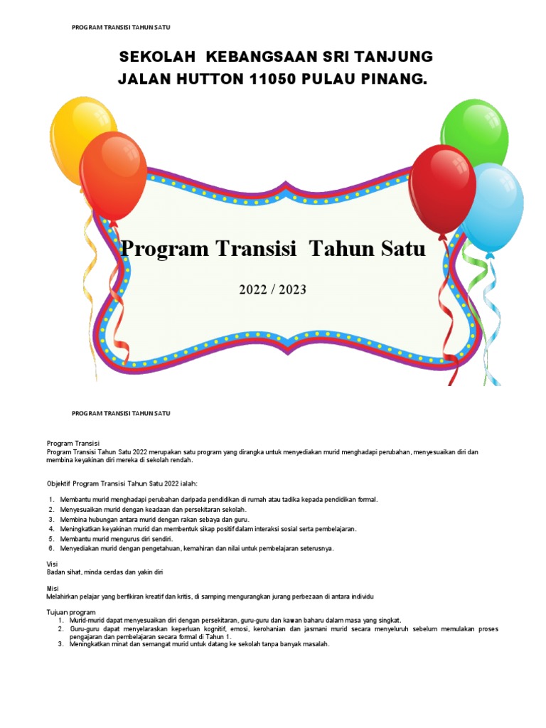 Kertas Kerja Transisi Tahun 1 2.0 | PDF