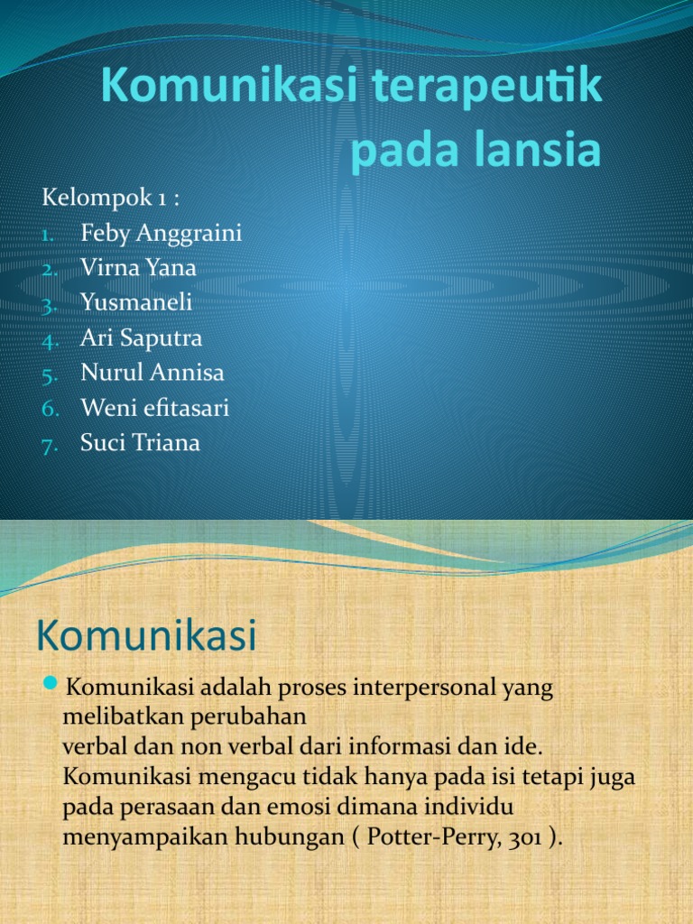 Komunikasi Terapeutik Pada Lansia | PDF