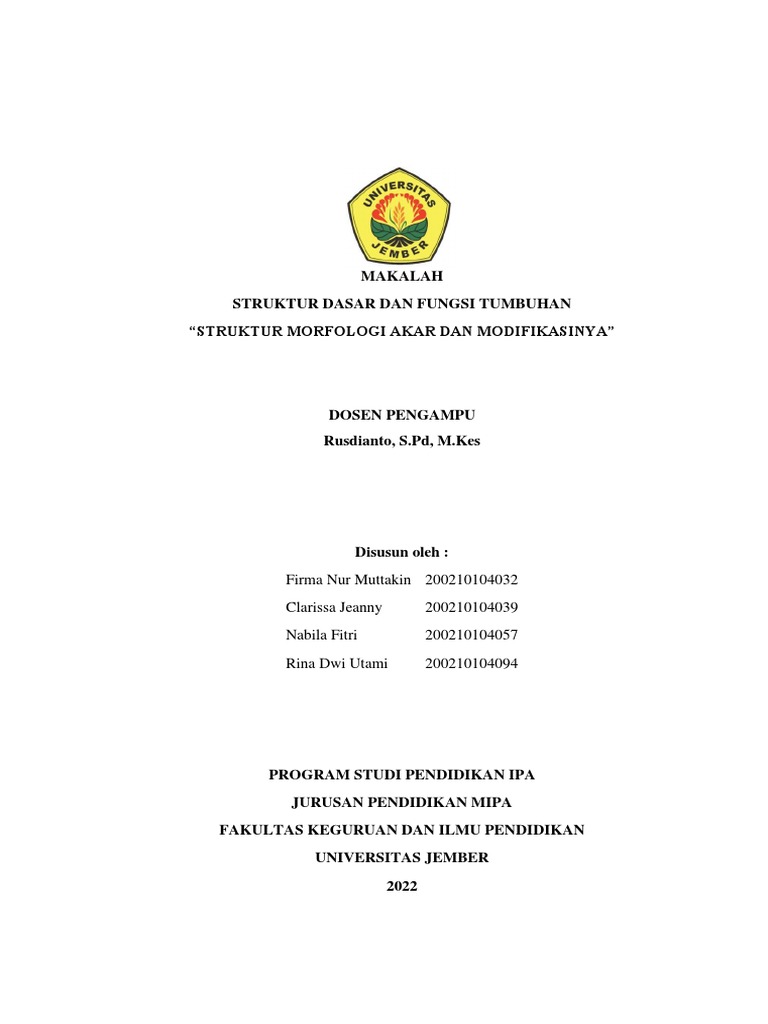 Morfologi dan Modifikasi Akar Tumbuhan | PDF | Kajian Bahasa Asing