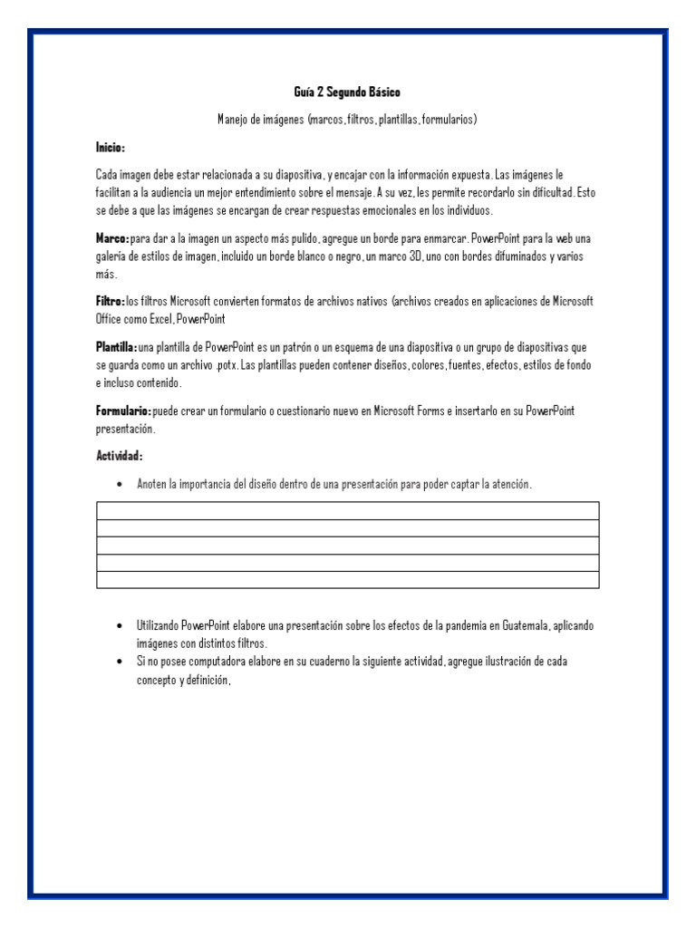 Guía 2 Segundo Básico | PDF | Microsoft PowerPoint | Microsoft