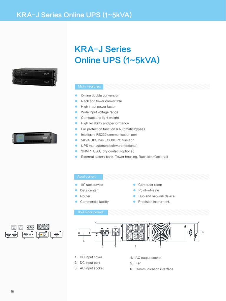 KRA-J 1-5KVA 0.8PF 120vac | PDF | Alternating Current | Input/Output