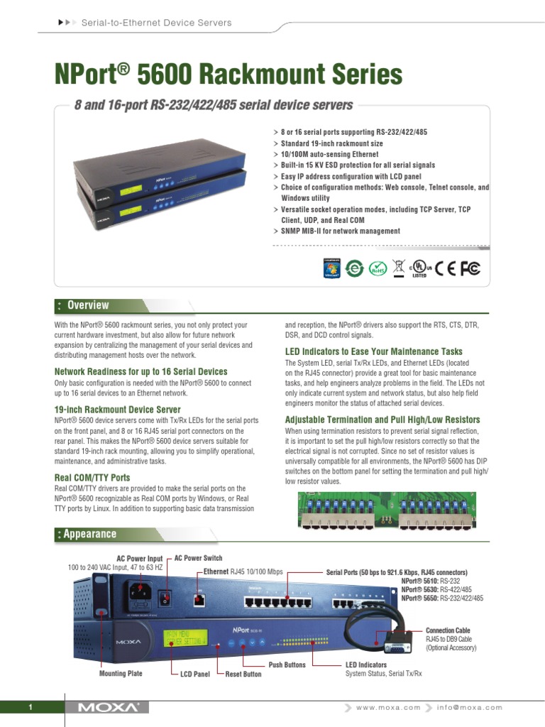 nport_5600_rackmount_series | PDF | Port (Computer Networking) | Computer Network