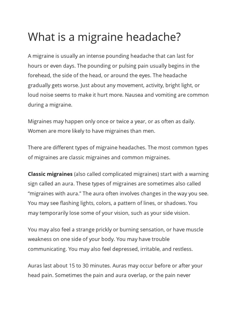 What Is A Migraine Headache - Course | PDF | Migraine | Headache