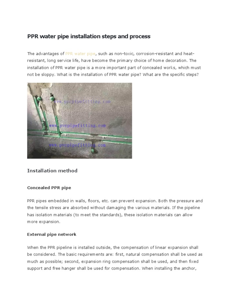 PPR Water Pipe Installation Guide | PDF | Pipe (Fluid Conveyance ...