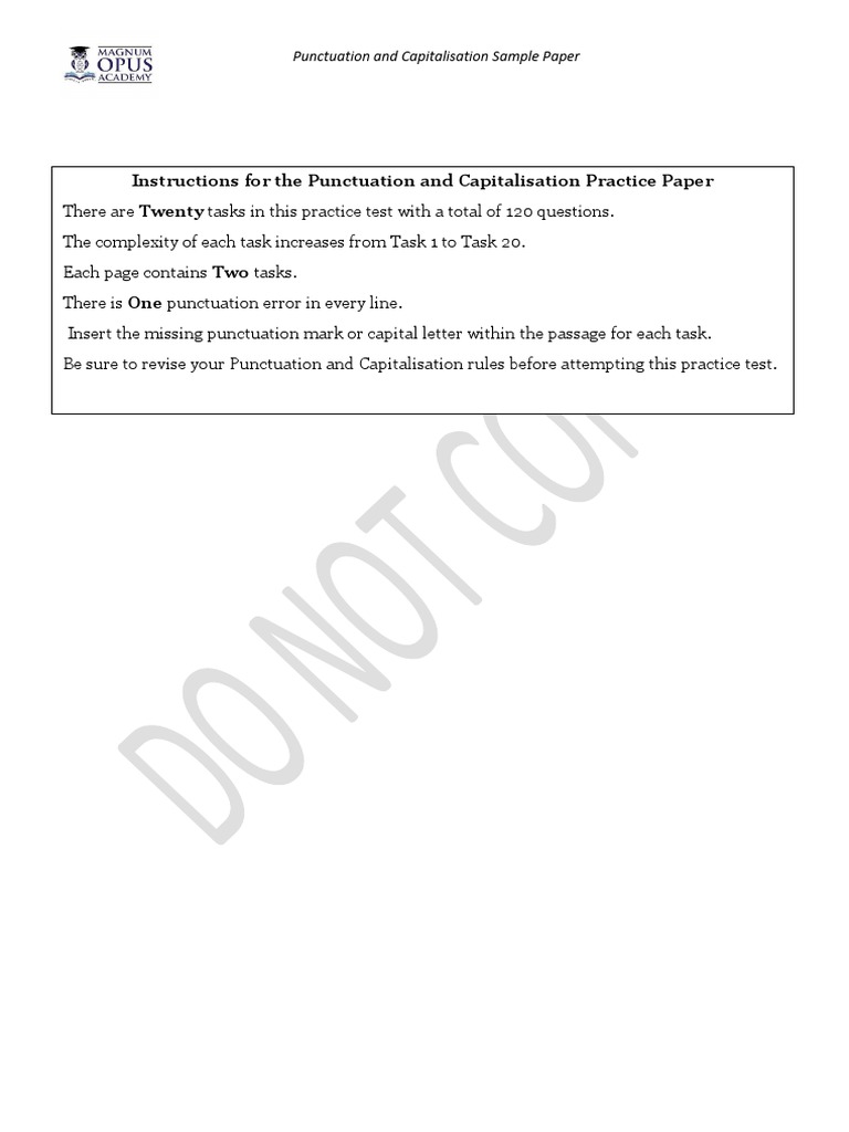 Punctuation & Capitalization Test | PDF