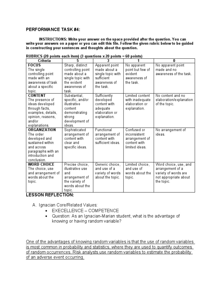Performance Task 4 | PDF | Probability Distribution | Statistics