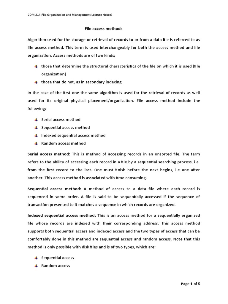 COM 214 File Organization and Management Lecture Note 6 | PDF ...