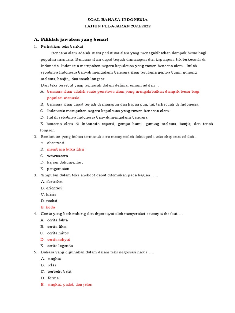 Soal Bahasa Indonesia KLS Xii Usp | PDF